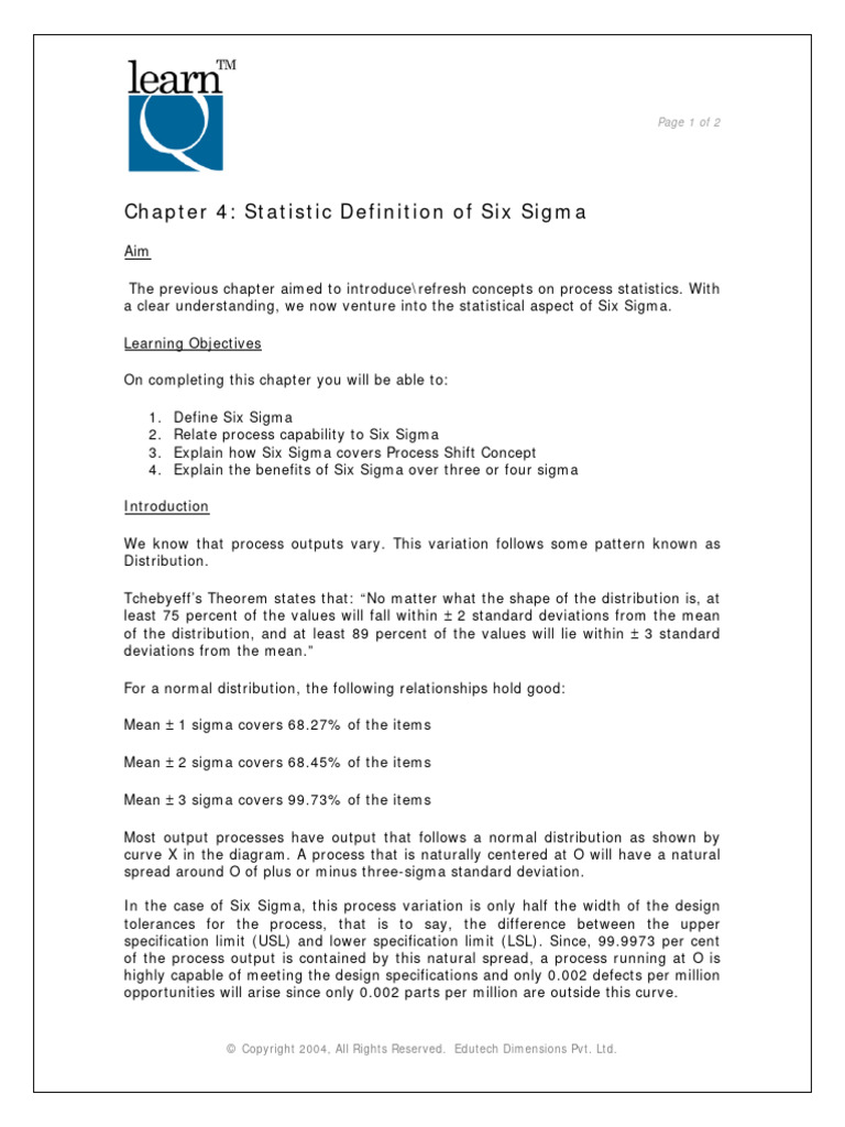 Chapter 4 | PDF | Standard Deviation | Six Sigma Chapter 4 | PDF | Standard Deviation | Six Sigma