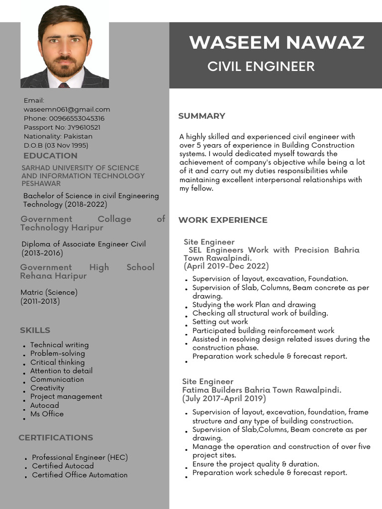 Waseem CV New | Download Free PDF | Engineer | Engineering