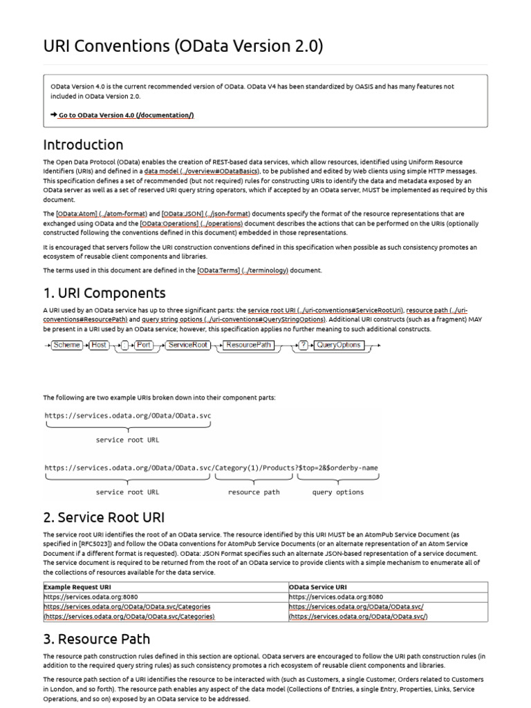 URI Conventions (OData Version 2.0) OData - The Best Way To REST | PDF