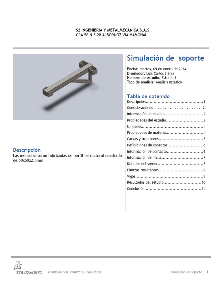 Analisis Estatico de Mensula | PDF | Elasticidad (Física) | Estrés (Mecánica)
