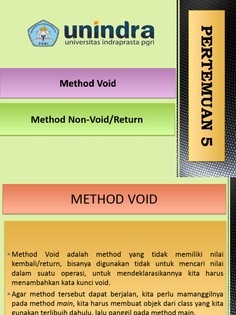 Metode Void dan Non-Void dalam Java | PDF | Metode & Bahan Ajar | Komputer