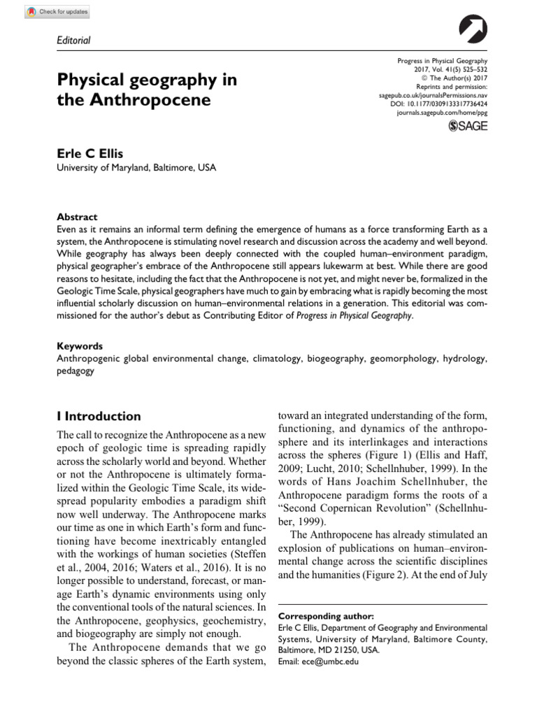 Ellis 2017 Physical Geography in The Anthropocene | PDF | Anthropocene ...