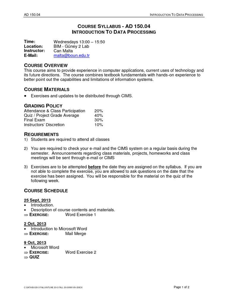 Ad 150 - Introduction To Data Processing | PDF | Information Technology ...