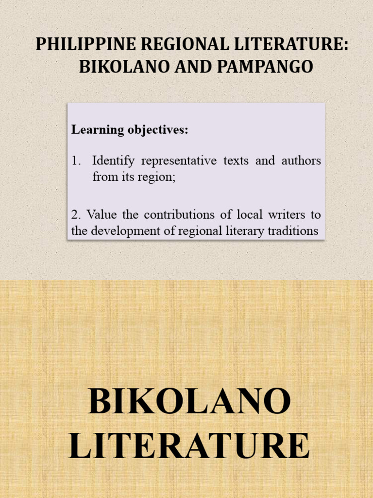 Lesson 5 Philippine Regional Literature Bikolano and Pampango | PDF ...