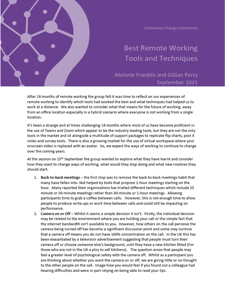 Best Remote Working Tools and Techniques | PDF