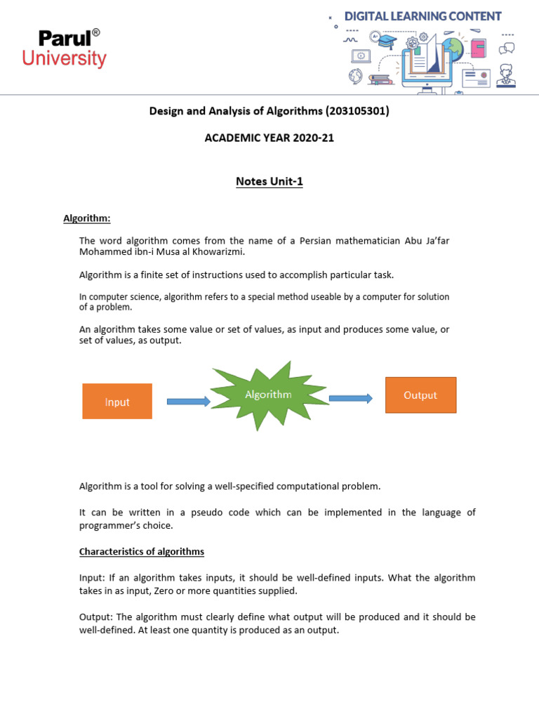 DAA - Ch. 1 (Lecture Notes) | PDF | Algorithms | Time Complexity DAA - Ch. 1 (Lecture Notes) | PDF | Algorithms | Time Complexity