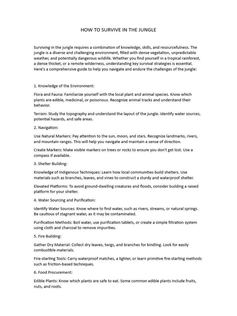 Jungle Survival Strategies and Tips | PDF | Water | Jungle