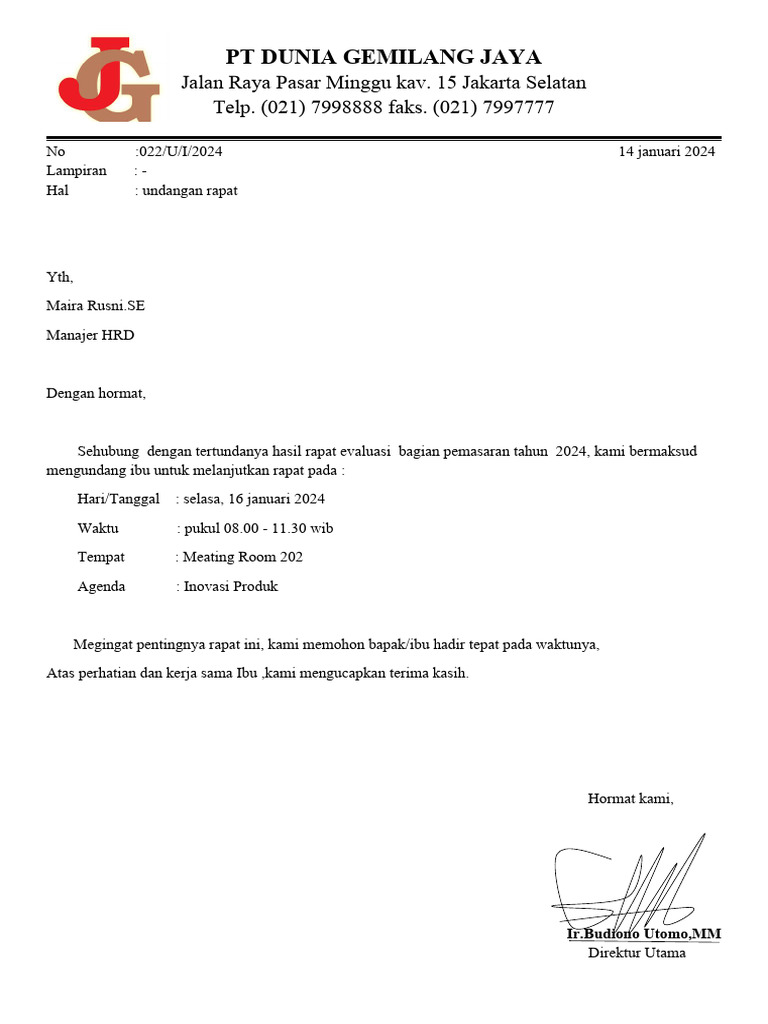 Undangan Rapat Chanda | PDF