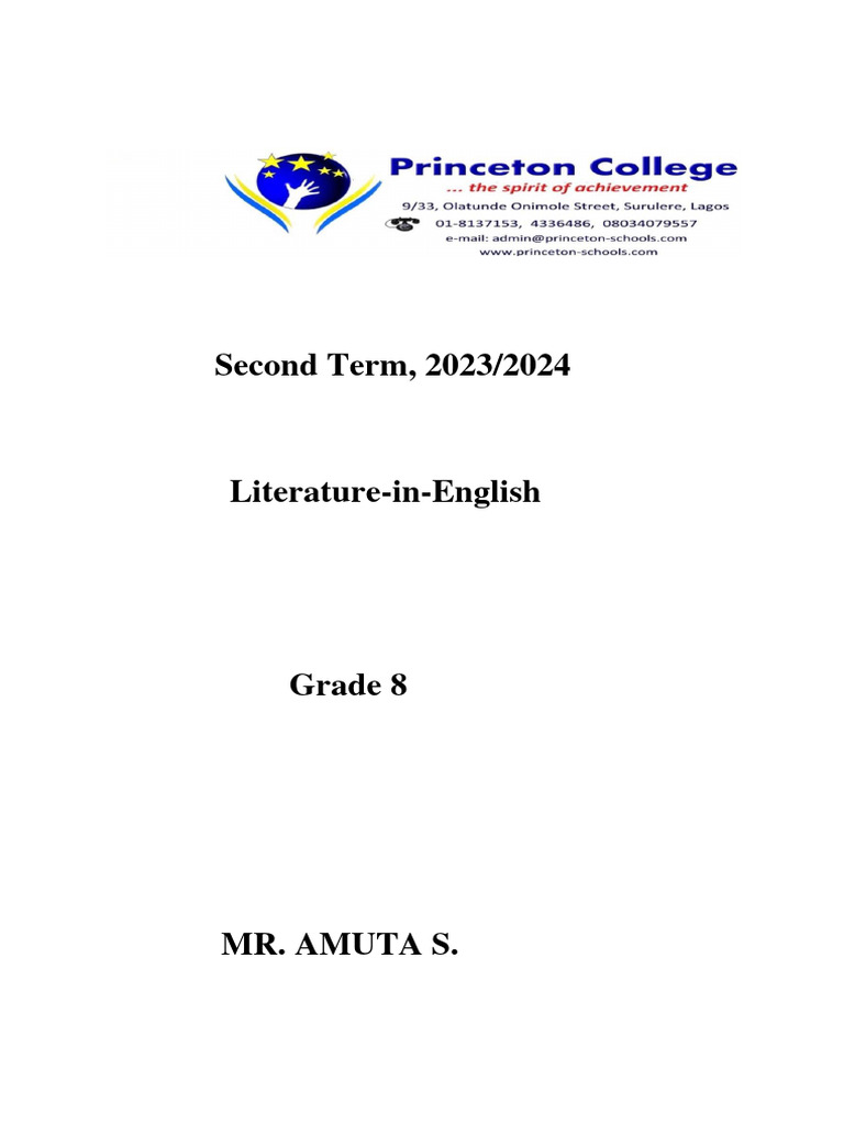 2024 Secondterm Literature Grade 8 Note | PDF | Poetry | Poetic Devices