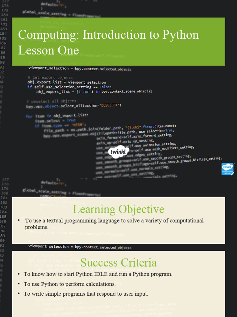 Introduction To Python Lesson One Pdf Python Programming Language Programming