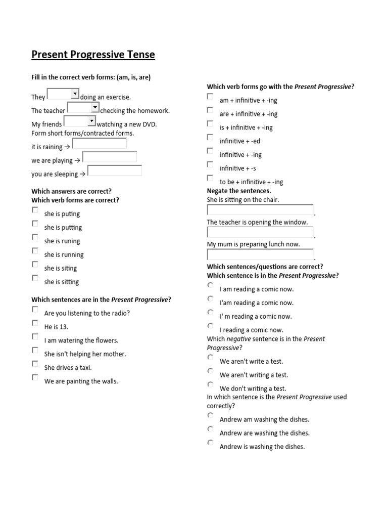 Present Progressive 1 | PDF | Linguistics | Linguistic Typology