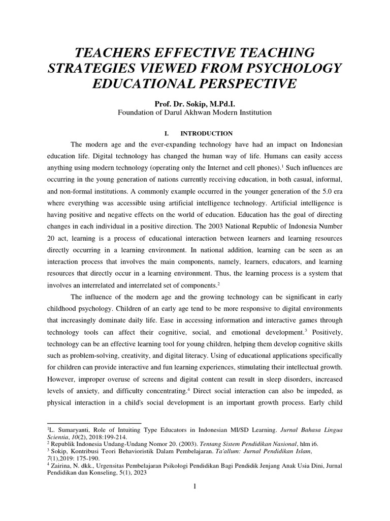 Makalah-Prof Sokiip-Teachers Effective Teaching Strategies Viewed From Psychology Educational ...