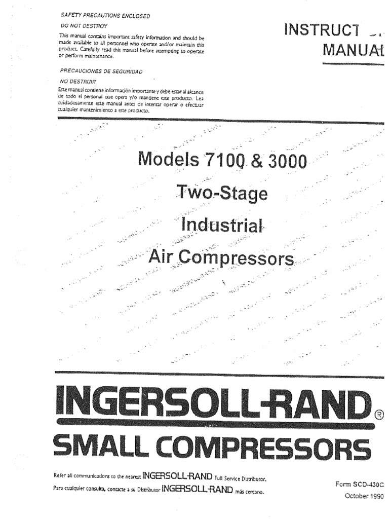 Instruction Manual Part List Syntetic Lubricant and Low Oil Switch ...
