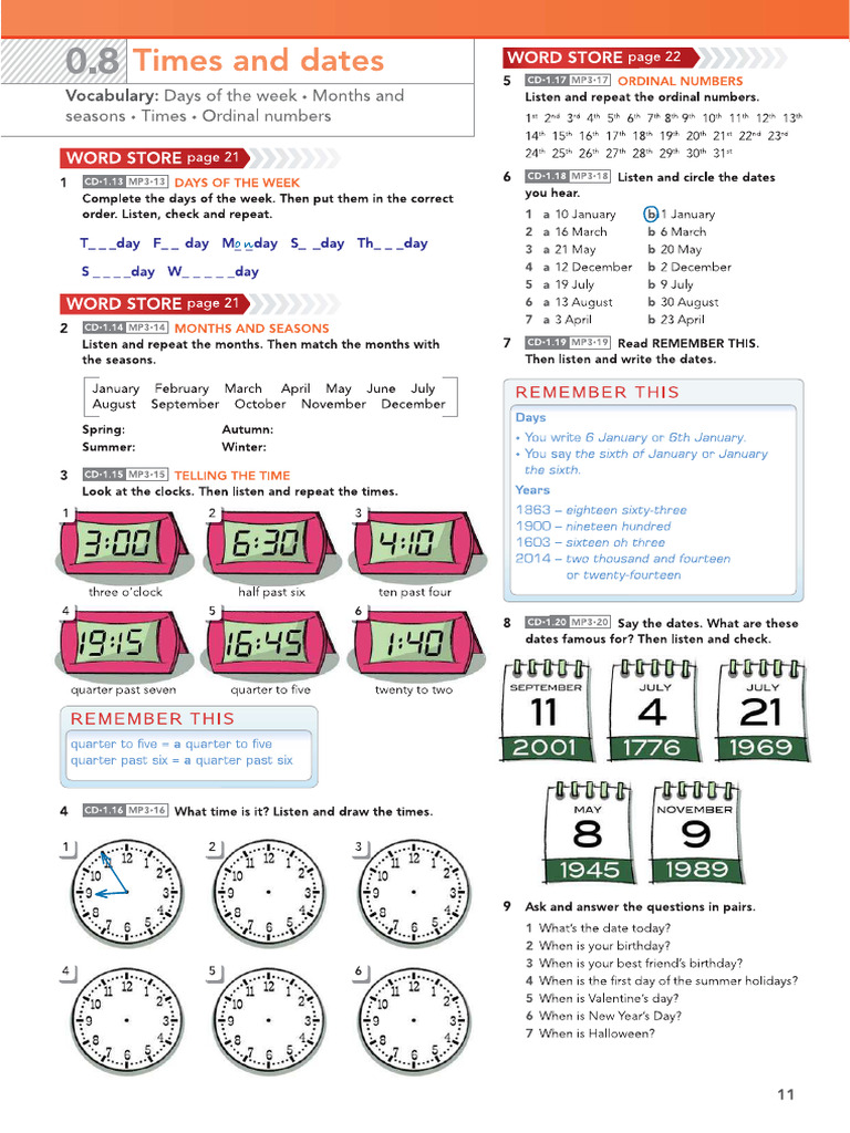 Times and Dates | PDF