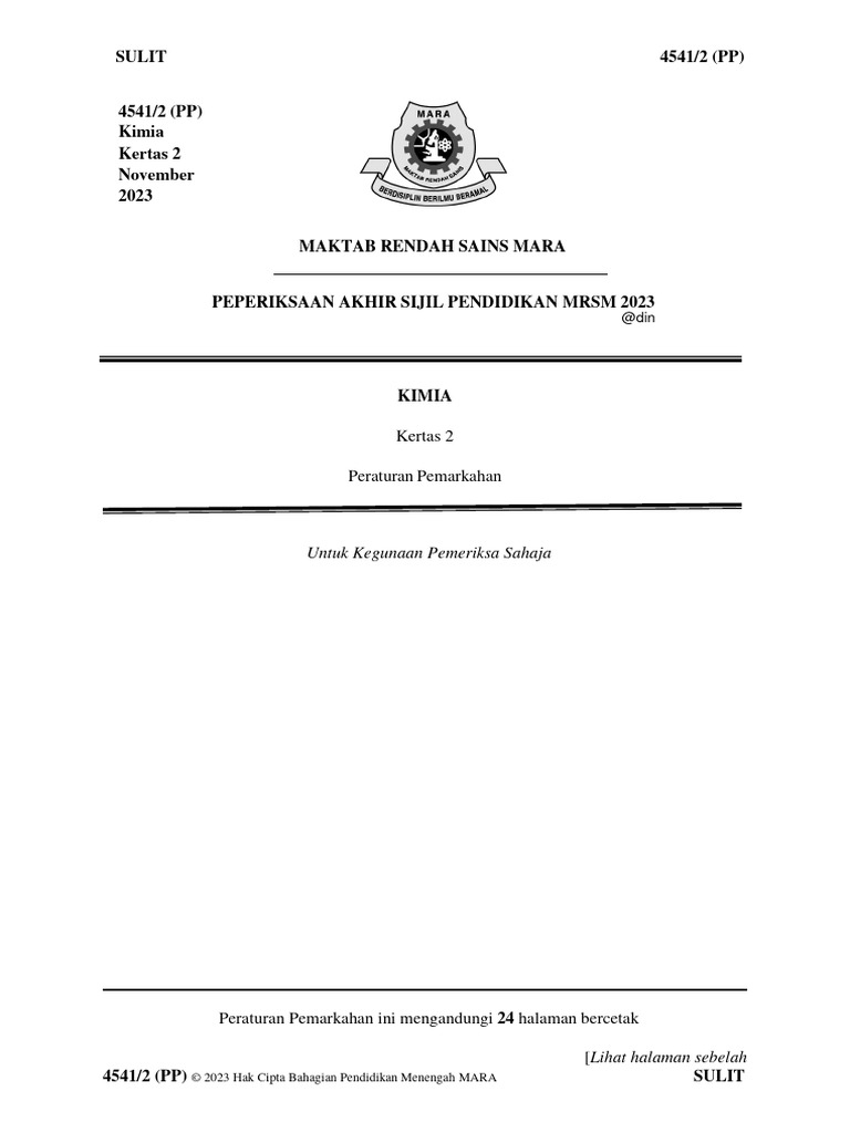2023 MRSM k2 Skema | PDF