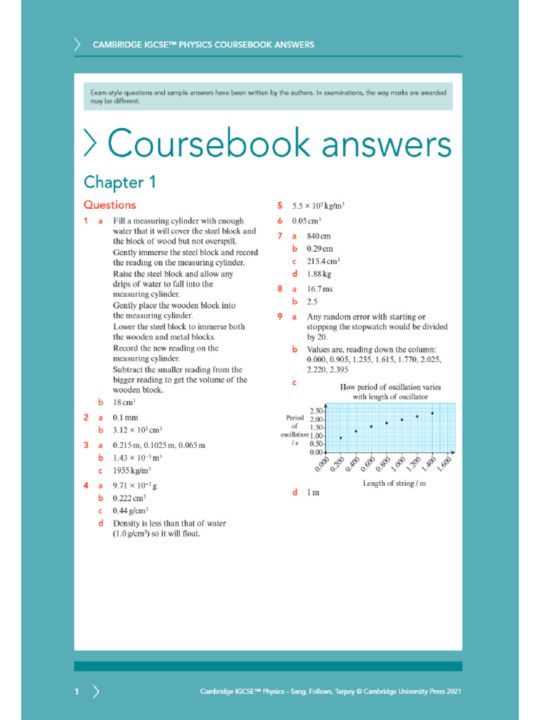 Cambridge Coursebook Answer Scheme | PDF