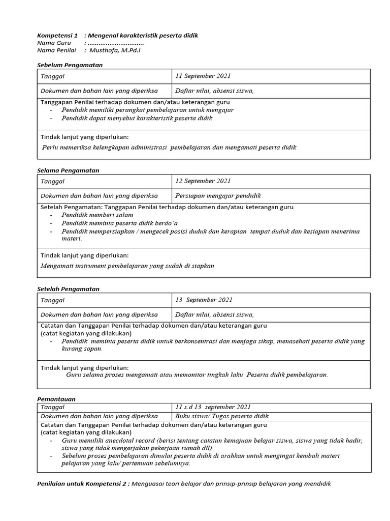 @lembar Pengamatan PKG 2021 | PDF