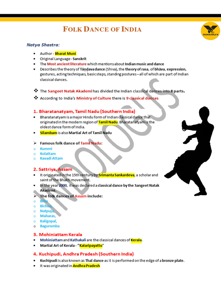 Major Folk Dances of India by State | PDF | Dances | Performing Arts