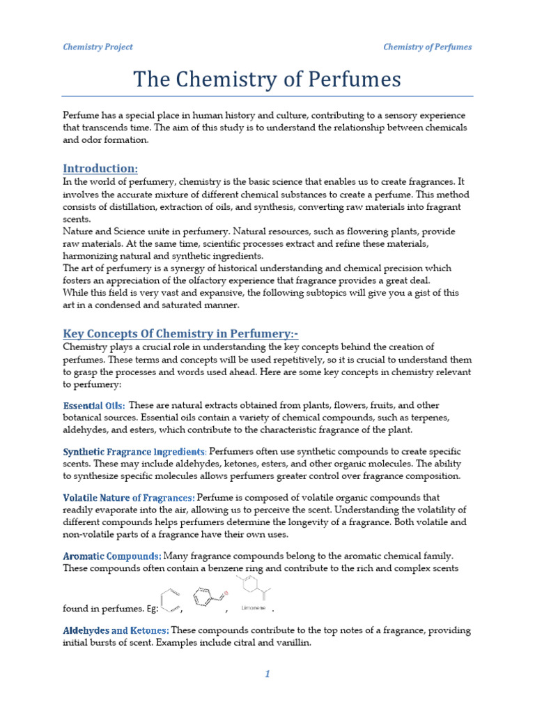 The Chemistry of Perfumes | PDF | Perfume | Ester