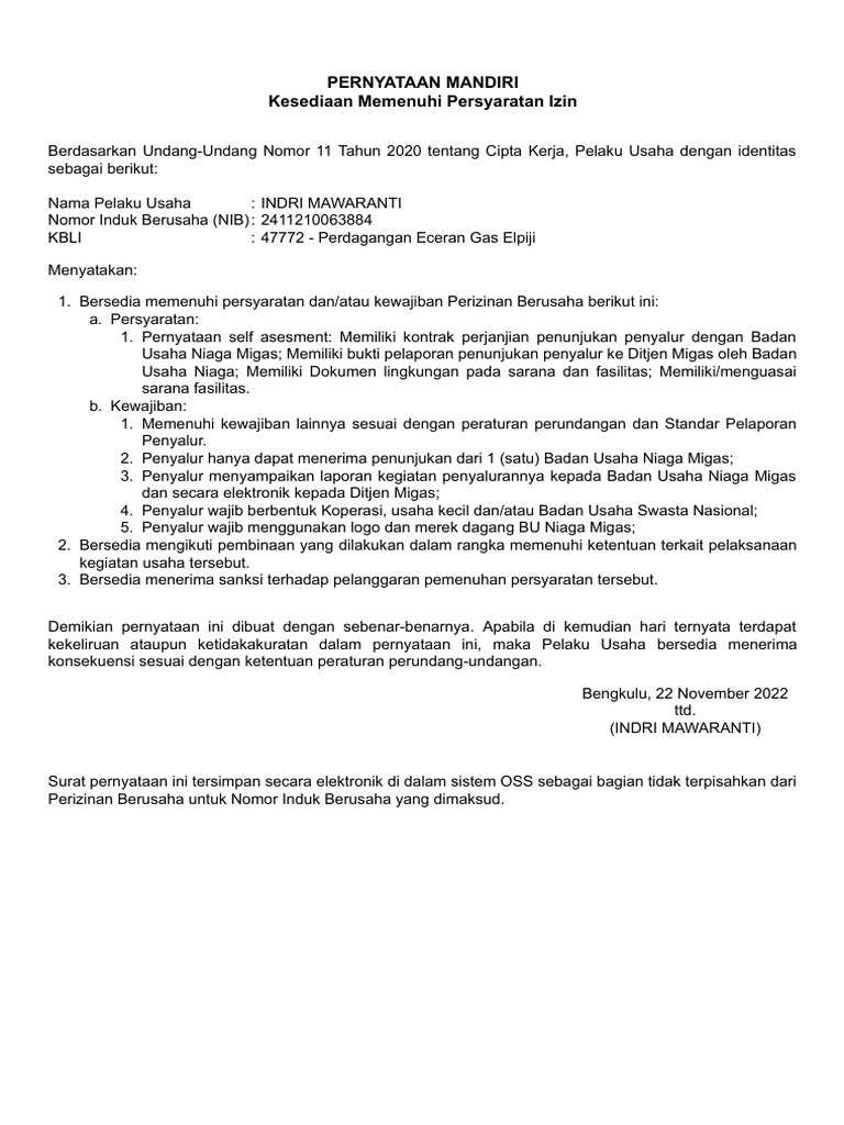 Pernyataan Mandiri | PDF