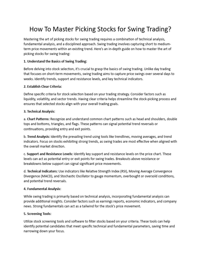 How To Master Picking Stocks For Swing Trading | PDF | Technical ...