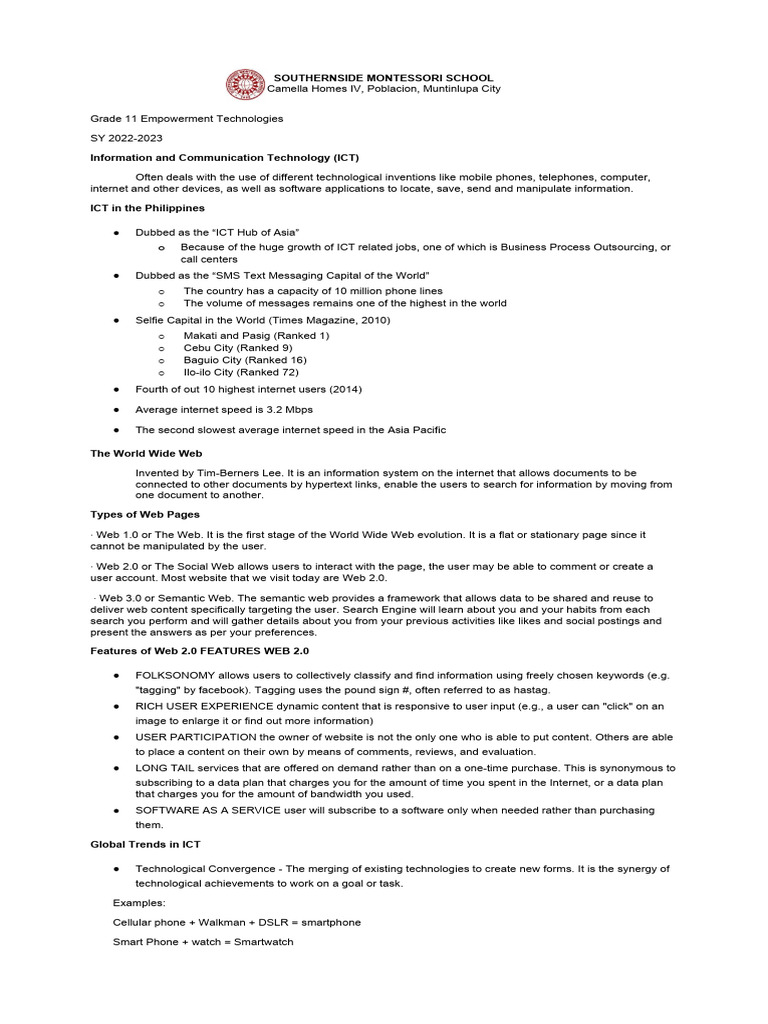 Notes 1 Emp.tech. | PDF | Internet | World Wide Web