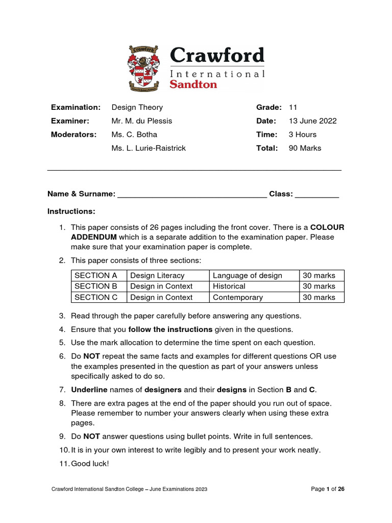 Grade 11 Design Exam | PDF | Stereotypes | Design