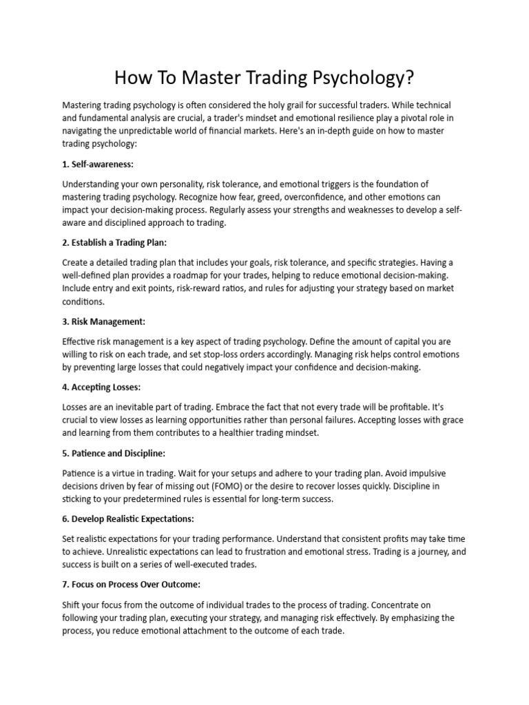 How To Master Trading Psychology | PDF | Psychological Resilience | Mindset