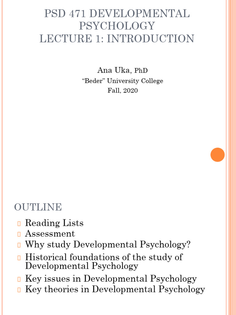 Developmental Psychology - Introduction To Developmental Psychology - Lecture 1 | PDF | Child ...