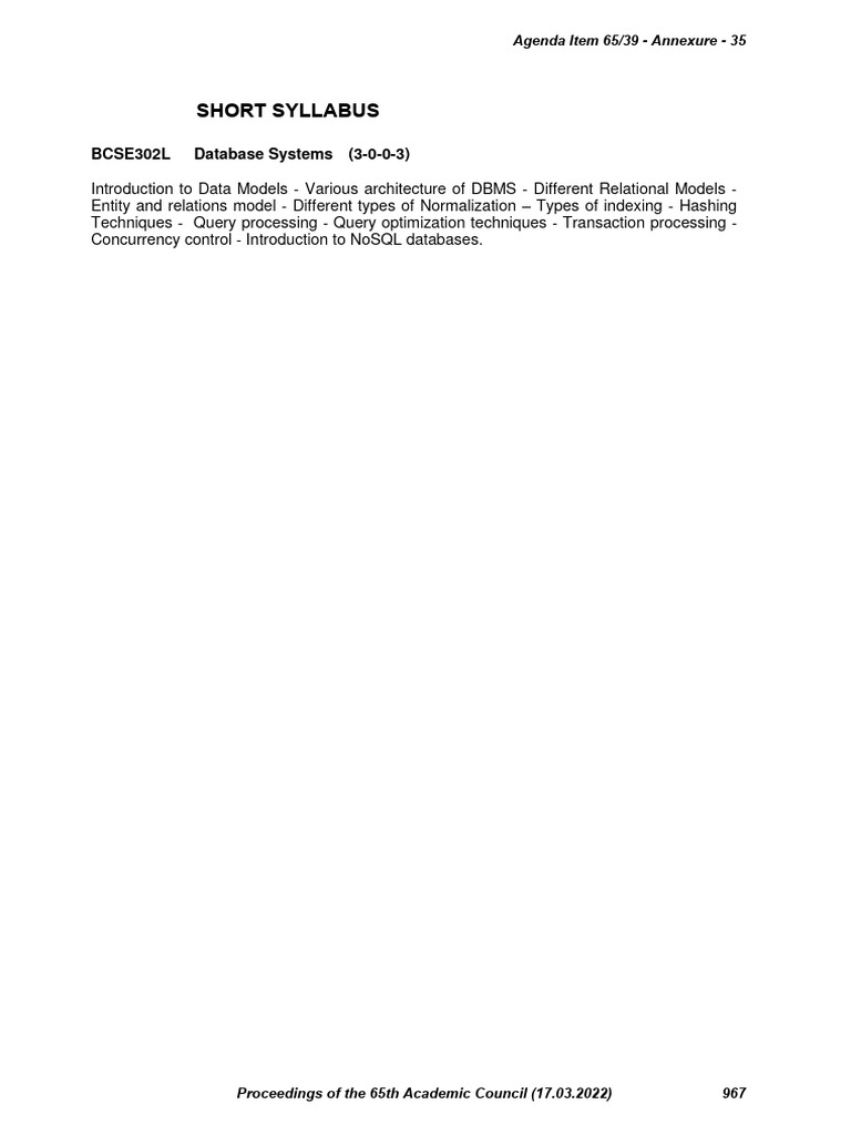 Bcse302l Database-Systems TH 1.0 67 Bcse302l | PDF | Relational Database | Databases