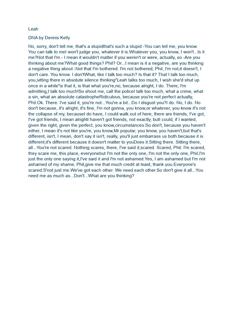 Leah's Monologue on Fear and Connection | PDF