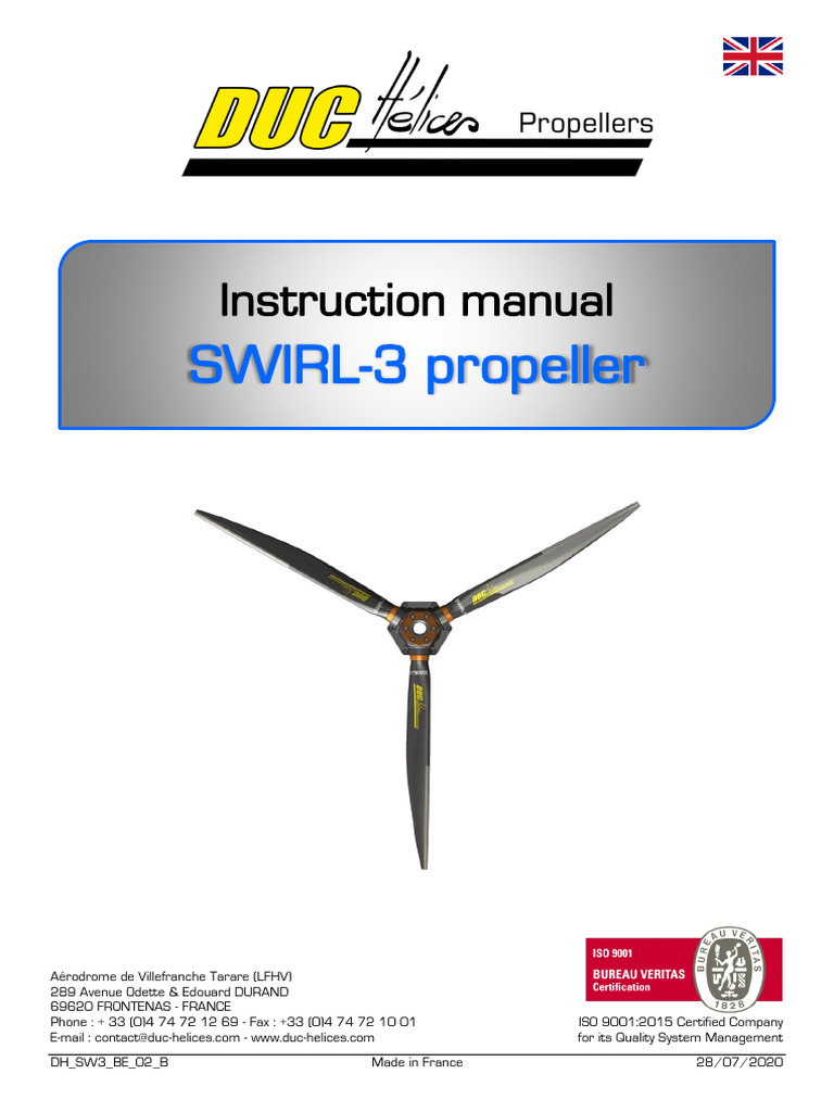 DH Sw3 Be 02 B-Swirl-3 Instruction Manual 1060 | Download Free PDF | Propeller | Screw