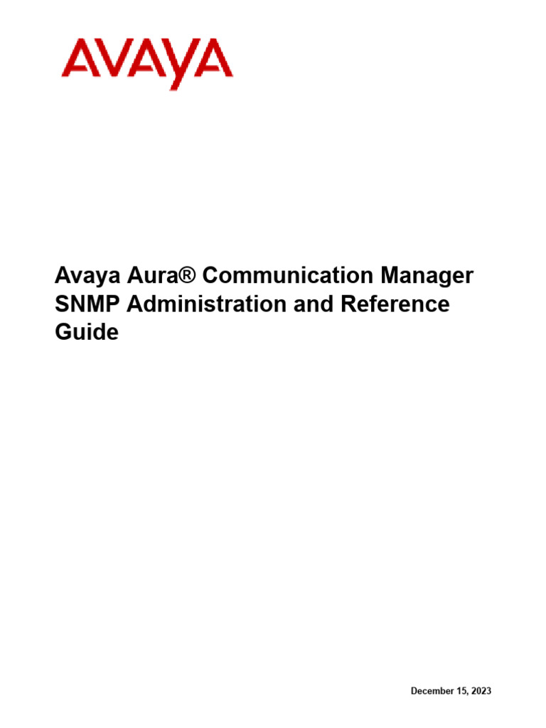 Avaya Aura Communication Manager SNMP Administration and Reference ...