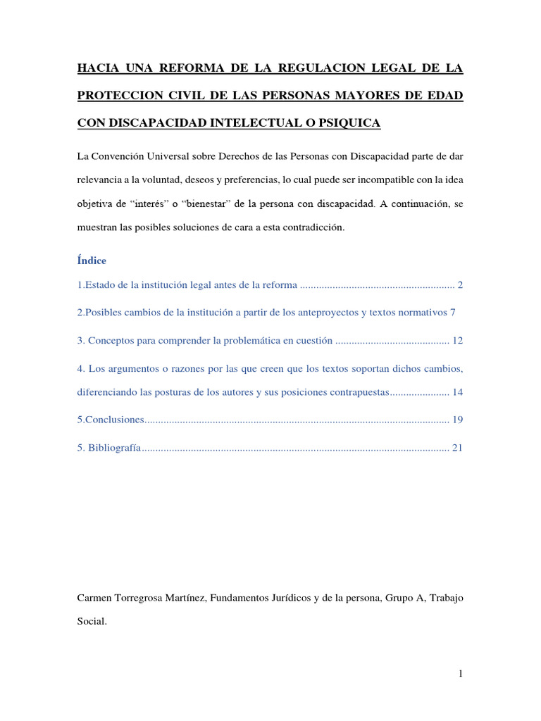 Trabajo Final Carmen Torregrosa | PDF | Invalidez | Convenio europeo de derechos humanos