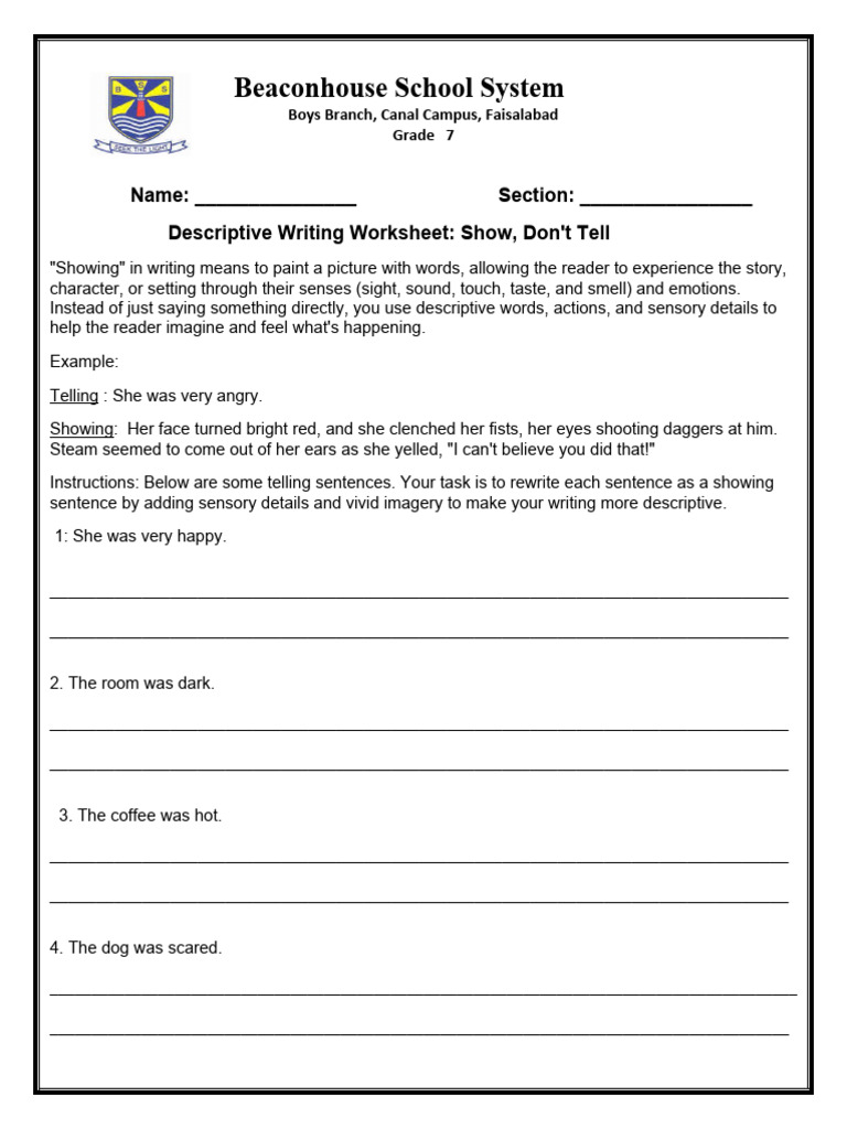 Show-Me Sentences Worksheet | PDF