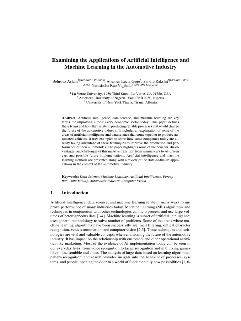 Examining The Applications of Artificial Intelligence and Machine ...