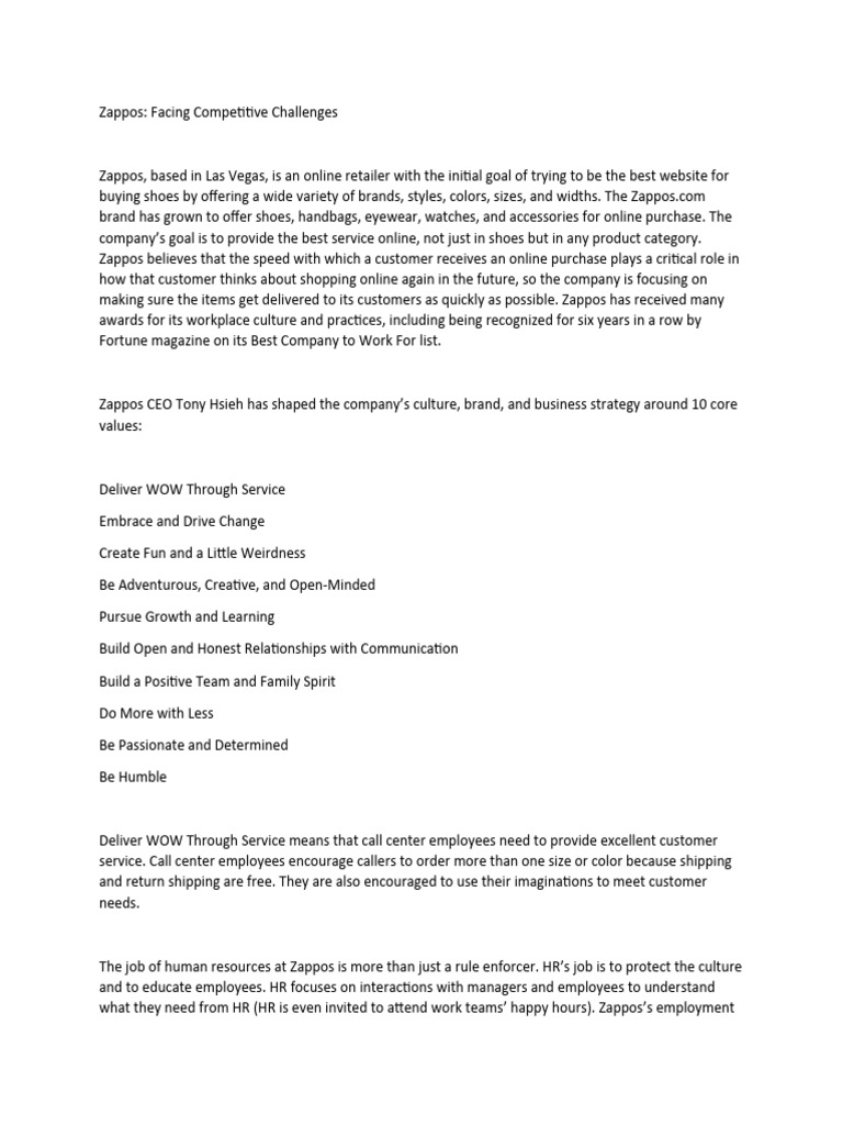 Zappos Case Study | PDF | Zappos | Business