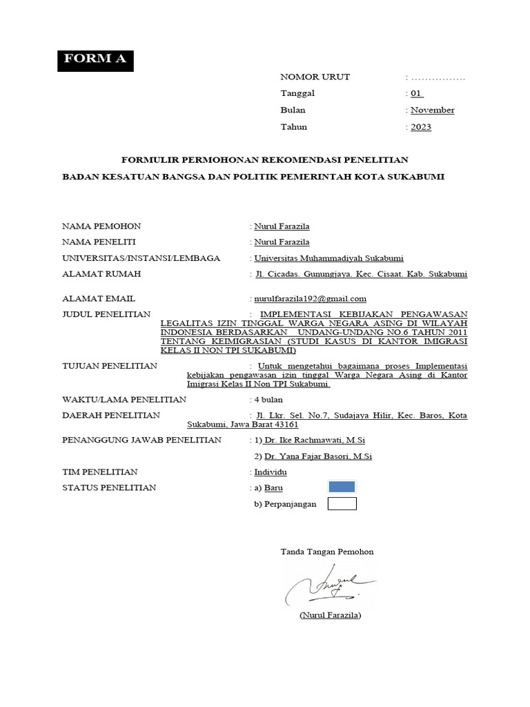 Form Rekomendasi Penelitian | PDF