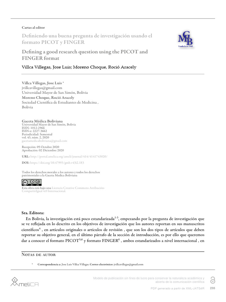 Definiendo Buena Pregunta de Investigacion PICOT y FINGER | PDF ...