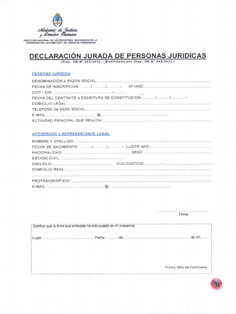 Declaracion Jurada Persona Juridica | PDF