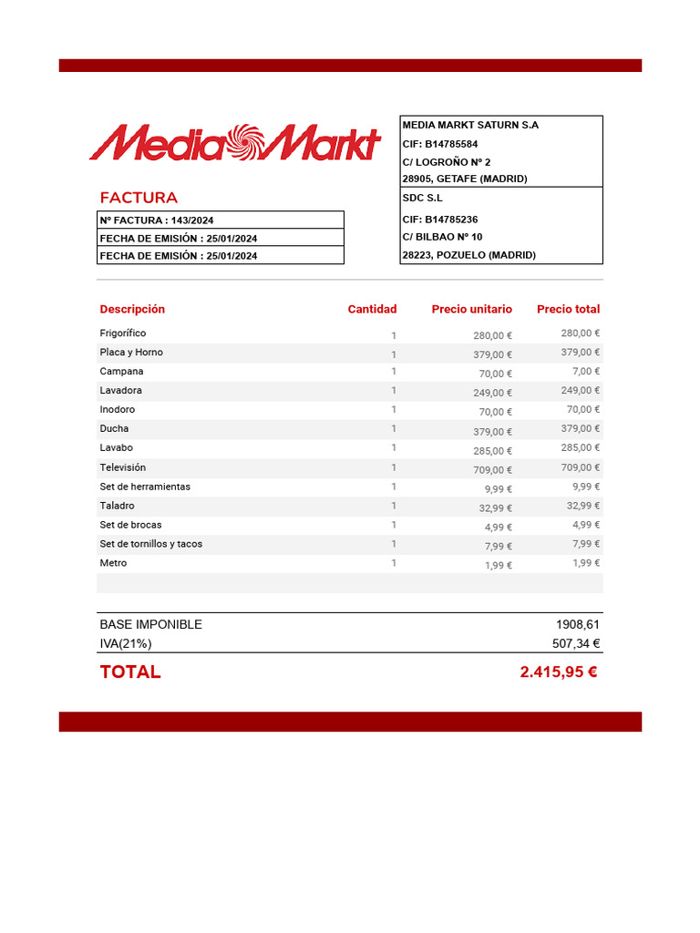 Factura - Factura Media Markt | PDF