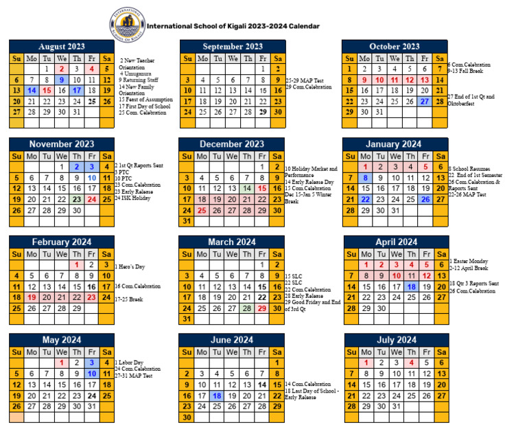 ISK SY 23-24 Calendar | PDF | Public Holiday | Religious Holidays