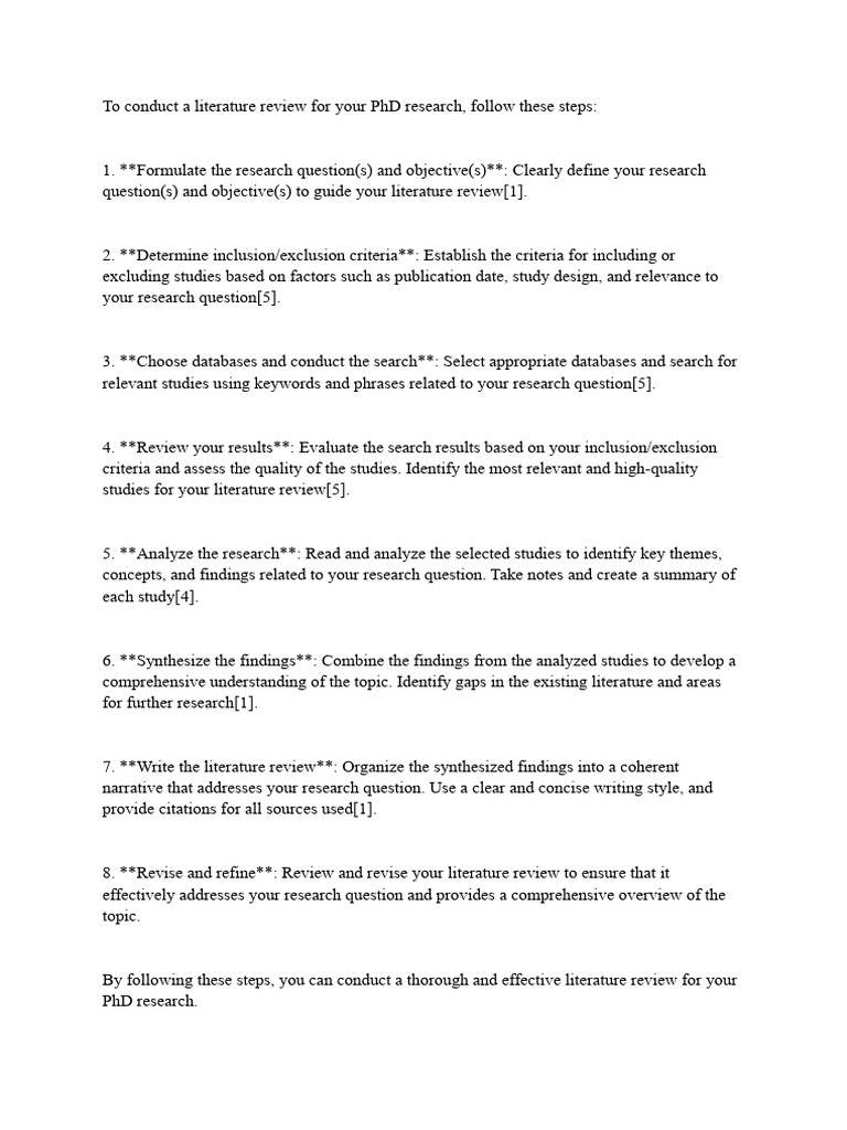 PhD Literature Review Guide Steps | PDF