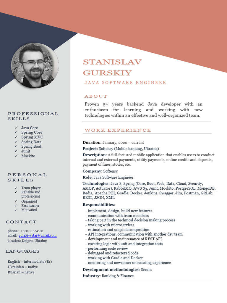 Gurskiy CV | Download Free PDF | Spring Framework | Java (Programming Language)