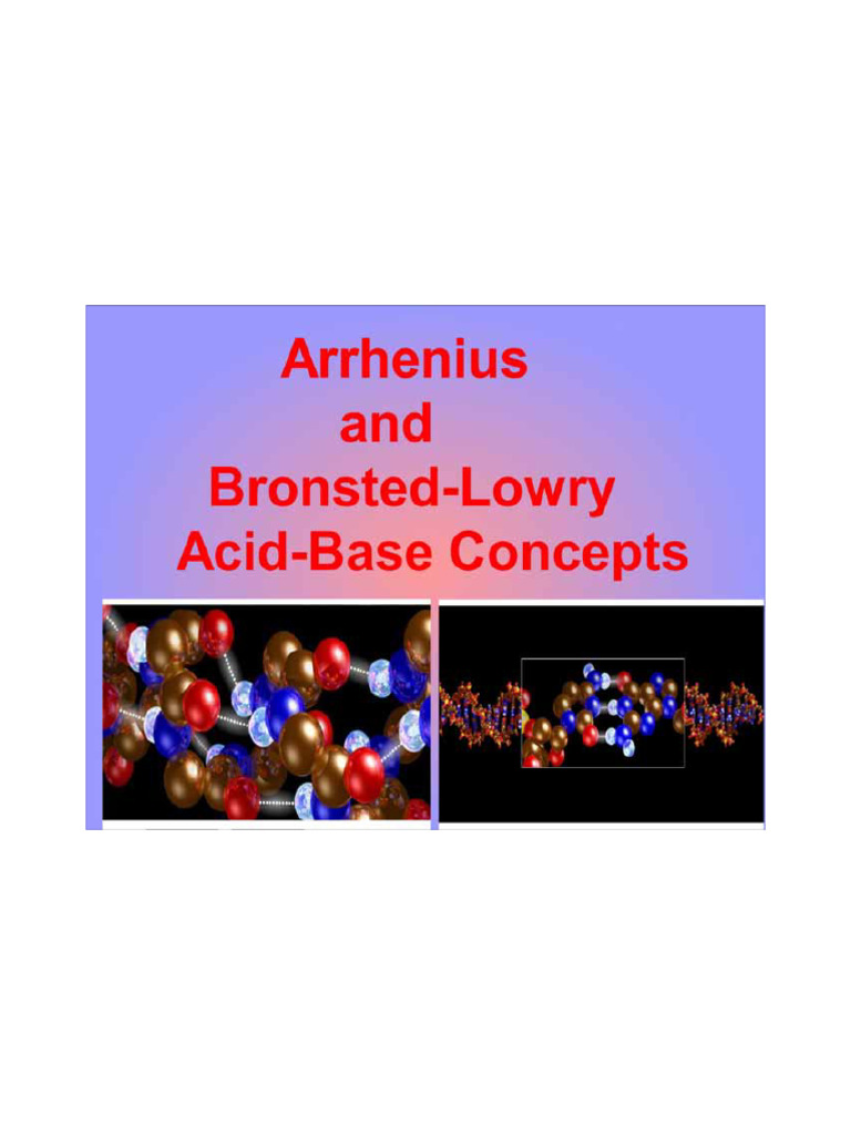 Arrhenius and Bronsted - Lowry Acid - Base Concepts | PDF