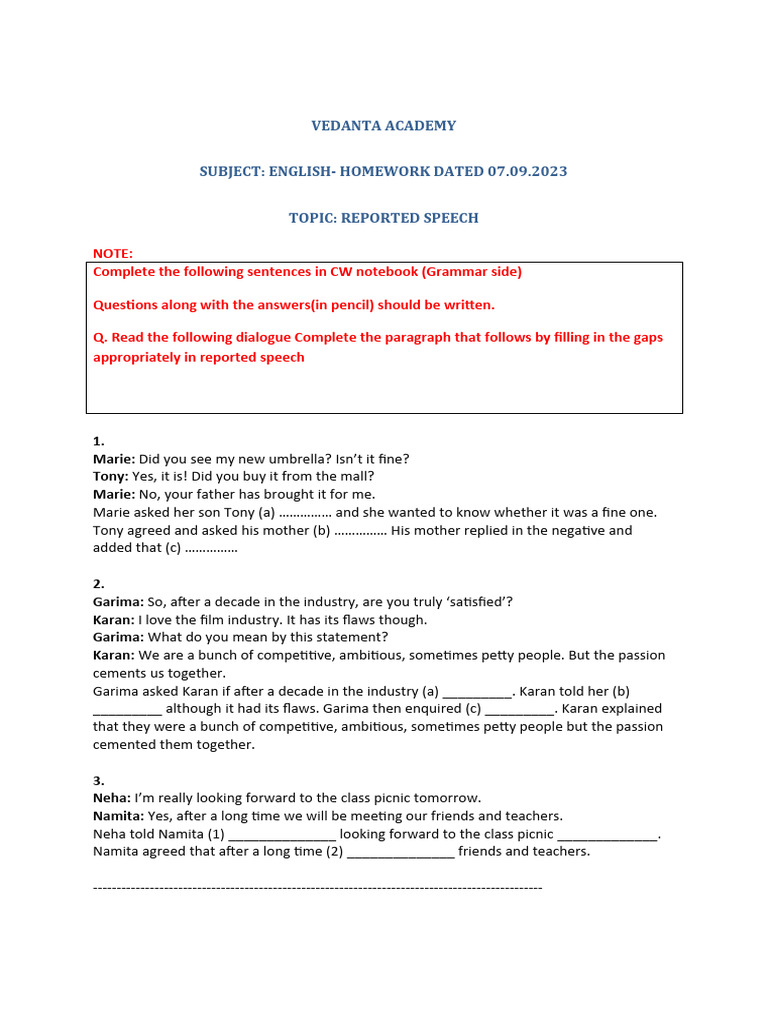 Homework Dated 07.09.2023 English Grade 10 | PDF Homework Dated 07.09.2023 English Grade 10 | PDF