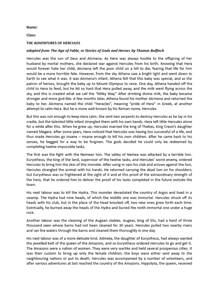 The Adventures of Hercules | PDF | Hera | Greek Mythology