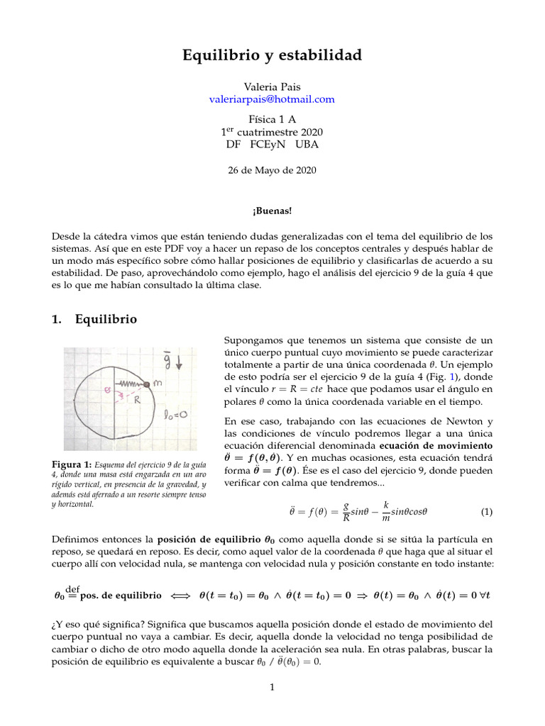 4 - 9 + Apunte Equilibrio y Estabilidad | PDF | Ecuaciones | Velocidad