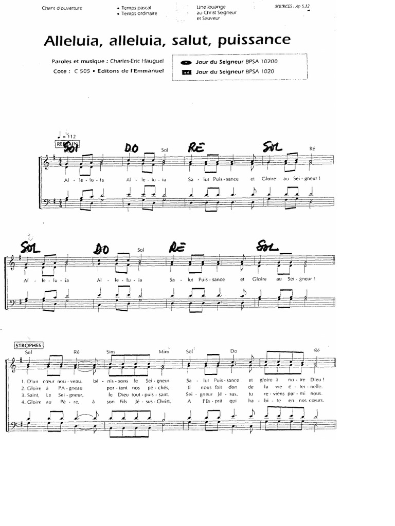 C505 Alleluia Alleluia Salut Puissance 178 | PDF