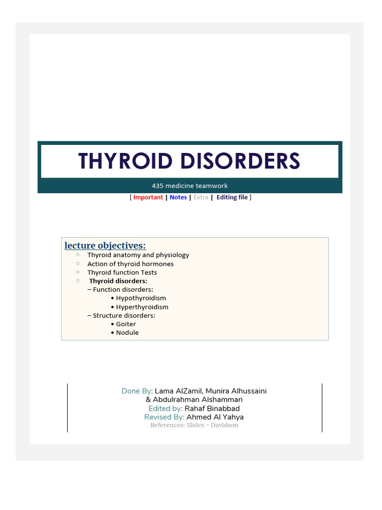 Thyroid Disorders | PDF | Hyperthyroidism | Thyroid